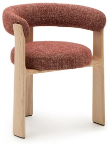 Jídelní křeslo s područkami z jasanového dřeva v přírodní barvě/v terakotové barvě Granite – Kave Home