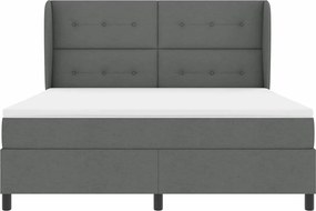 Postel s boxspringem s čelo Tmavě šedá 180 x 200 cm textil 3340579