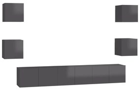 vidaXL 7dílný set TV skříněk šedý s vysokým leskem dřevotříska