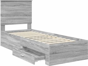 Rám postele Šedý Sonoma a stříbrná 70 x 190 cm Kompozitní dřevo 3411373