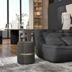 HOMCOM Pouf, otoman a úložný prostor, sametové manšestr, moderní design, 36 x 44 cm, do obývacího pokoje, ložnice, šedý