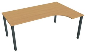 Stůl ergo oblouk levý 180×120/80 cm - Hobis Uni UE 1800 L Dekor stolové desky: buk, Barva nohou: černá