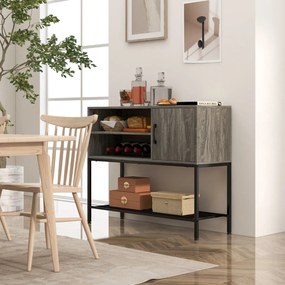 Costway Bar Cabinet s stojany na víno a policemi Dřevěný konzolový stůl