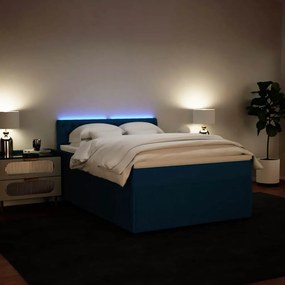 Box spring postel s matrací modrá 140 x 200 cm samet 3290068