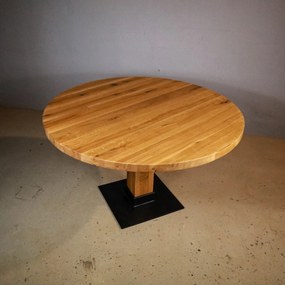 Wudboys Jídelní stůl ROUND - MASÁK Barva kovu: Bílá, Dřevo: Dub, Rozměr: Průměr 130 cm, moderní skandinávský styl
