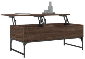 Konferenční stolek hnědý dub 100 x 50 x 40 cm kompozit a kov - Default Title