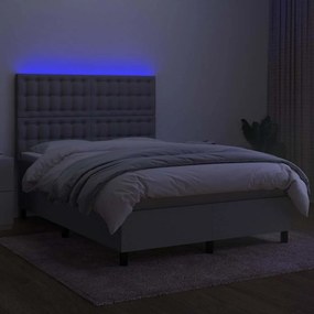 Box spring postel s matrací a LED světle šedá 140x190 cm textil 3135189