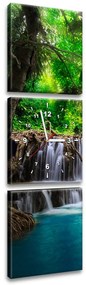 Gario Obraz s hodinami Čirý vodopád v džungli - 3 dílný Rozměry: 30 x 90 cm