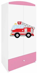 KOCOT KIDS Šatní skříň - BABYDREAMS, matná bílá/růžová, různé motivy na výběr Motiv: hasičské auto