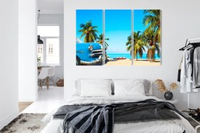 Vícedílný obraz Pláž Varadero Na Kubě A Americké Auto Nedostatek Nedostatek Plátno Canvas 180x120