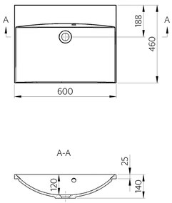 Sapho, MARIA umyvadlo 60x46cm, litý mramor bez otvoru pro baterii, bílá, MA060-0