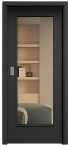 SAPELI ELEGANT KOMFORT M40 - CPL LAMINÁT - POSUVNÉ DVEŘE VČ. ZÁRUBNĚ - Černá grafit Průchozí šířka (cm): 100, Průchozí výška (cm): 210, Typ skla: Planibel bronz