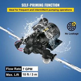 Washdown Pump, 12 V DC, 26,5 l/min 4,1 bar, Max. Samonasávací vodní čerpadlo 3 m
