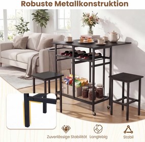 Costway 3dílná sada jídelního stolu, rozkládací kuchyňský stůl
