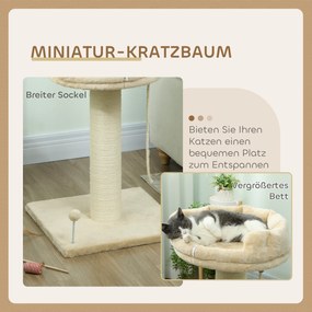 PawHut 83cm kočičí strom s sisalovými sloupky, platformou, sisalovým lanem, škrabadlem pro střední kočky, béžový