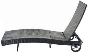Lehátko HWC-D80, polyratan - antracit, béžový polštář