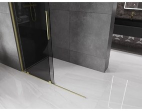 Mexen Velar, sprchová zástěna s posuvnými dveřmi Walk-in 130 x 200 cm, 8mm šedé sklo, zlatá matná, 871-130-000-43-55