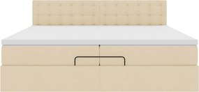 Osmanský rám postele s matrací krémová 200x200 cm textil 3311655