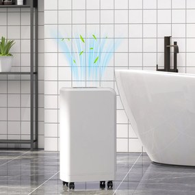 HOMCOM Přenosný dotykový odvlhčovač 12 l s odtokovou hadicí, časovačem a filtrem, z ABS, 28x18x50,6 cm, bílá