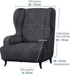 Bielastické potahy CRISTINA antracitová křeslo ušák (š. 60 - 110 cm)
