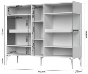 Komoda skleněná SKY45 K152-5KS/S45 - dub tobacco/matný efekt kašmír