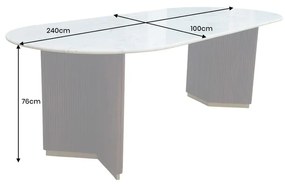 Massive home | Oválný jídelní stůl GATSBY 240 cm, mangovníkový dřevěný rám/ mramorová deska bílá