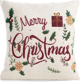 VÁNOČNÍ DEKORAČNÍ POVLAK NA POLŠTÁŘ MERRY CHRISTMAS 45X45 CM VZOROVANÝ