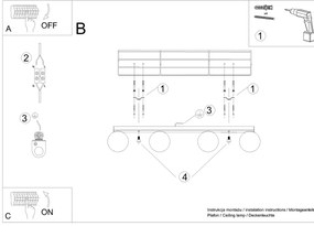 Stropní svítidlo Yoli, 4x bílé skleněné stínítko, b