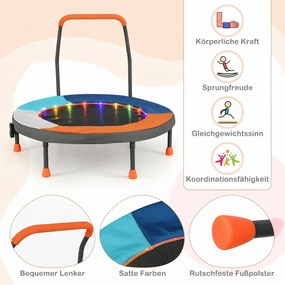Costway Dětská trampolína Ø90 cm s LED osvětlením a madlem