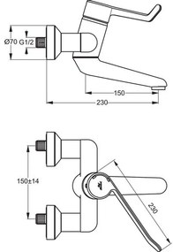 Ideal Standard CeraPlus Baterie bezpečnostní umyvadlová nástěnná B8223AA