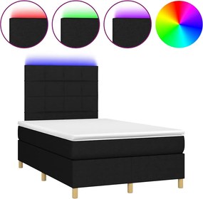 Box spring postel s matrací a LED černá 120 x 200 cm textil 3135423