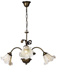 Light for home - Závěsný lustr na řetězu 4133 "TOSKANA" v hnědé barvě, 3X40W, E14, hnědá, měď