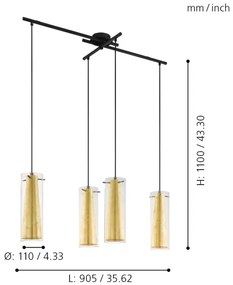 Eglo 79344 - Lustr na lanku PINTO GOLD 4xE27/40W/230V zlatá
