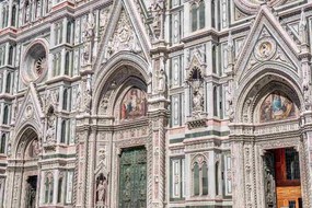 DIMEX | Vliesová fototapeta Hlavní kostel Florencie MS-5-0835 | 375 x 250 cm| zelená, vicebarevna, bílá, růžová