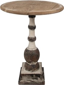 Hnědo-šedý antik dřevěný kulatý stůl Anais - Ø 62*81 cm