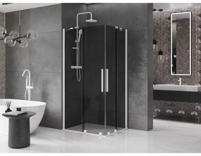 Mexen Velar Duo, sprchový kout s posuvnými dveřmi 100 x 90 cm, 8mm šedé sklo, bílá matná, 871-100-090-42-20