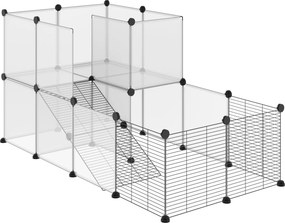 PawHut Kotec pro malé domácí zvířata - 27 panelů s možností přizpůsobení tvaru pro morčata, králíky, činčily 140x70x70 cm