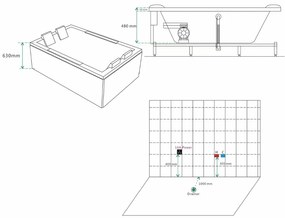 BPS-koupelny Hydromasážní vana HYD-KAR942W 180x120 Bílá s ohřevem vody