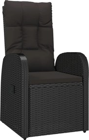 vidaXL Polohovací zahradní židle s poduškami 2 ks černé polyratan [319545]