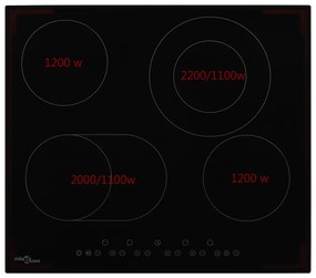 vidaXL Marketos Keramická varná deska 4 varné zóny dotykové ovládání 6 600 W