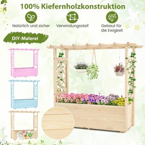 Costway Vyvýšený záhon s mříží a závěsnou střechou Truhlík – 115 × 40 × 103 cm