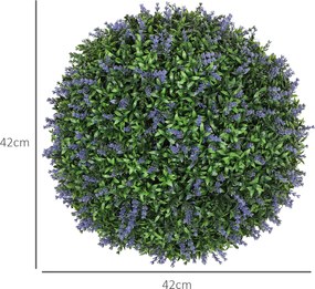 HOMCOM Sada 2 umělých levandulí, pokojová rostlina 42 cm, umělá rostlina ve tvaru koule, velké dekorativní umělé květiny pro domácnost, kancelář, cho…