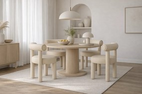 Designová jídelní židle Leith umělá kůže krémová