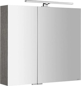 Sapho Mirró - Zrcadlová skříňka s LED osvětlením 80x70x16 cm, 2x dvířka, dub stříbrný MC080-0011