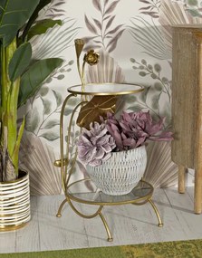 Odkládací stolek Flowers 40 cm zlatý