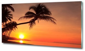 Wallmuralia Foto obraz fotografie na skle Západ slunce pláž 100x50