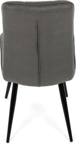 Židle jídelní, šedá látka v dekoru broušené kůže, černý kov (45 x 65) cm