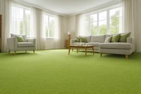 Vorwerk, Metrážový koberec Bingo 4H17 zelený, na míru, šíře 4m, zelená, filc, chodba / předsíň