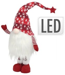 Vánoční skřítek Sněhulák XL s LED diodami - červený 108 cm