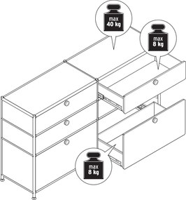 Tchibo - Kovová komoda »Cn3« se 6 zásuvkami - barva: šedá
